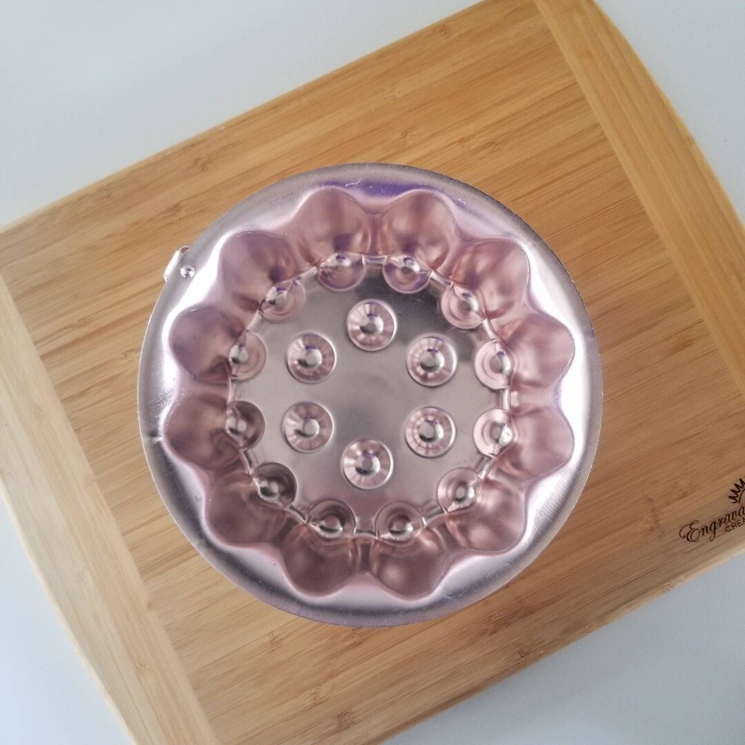 Vintage Copper Aluminum Jello Mold - Round Polka Dot Mold - Copper ...