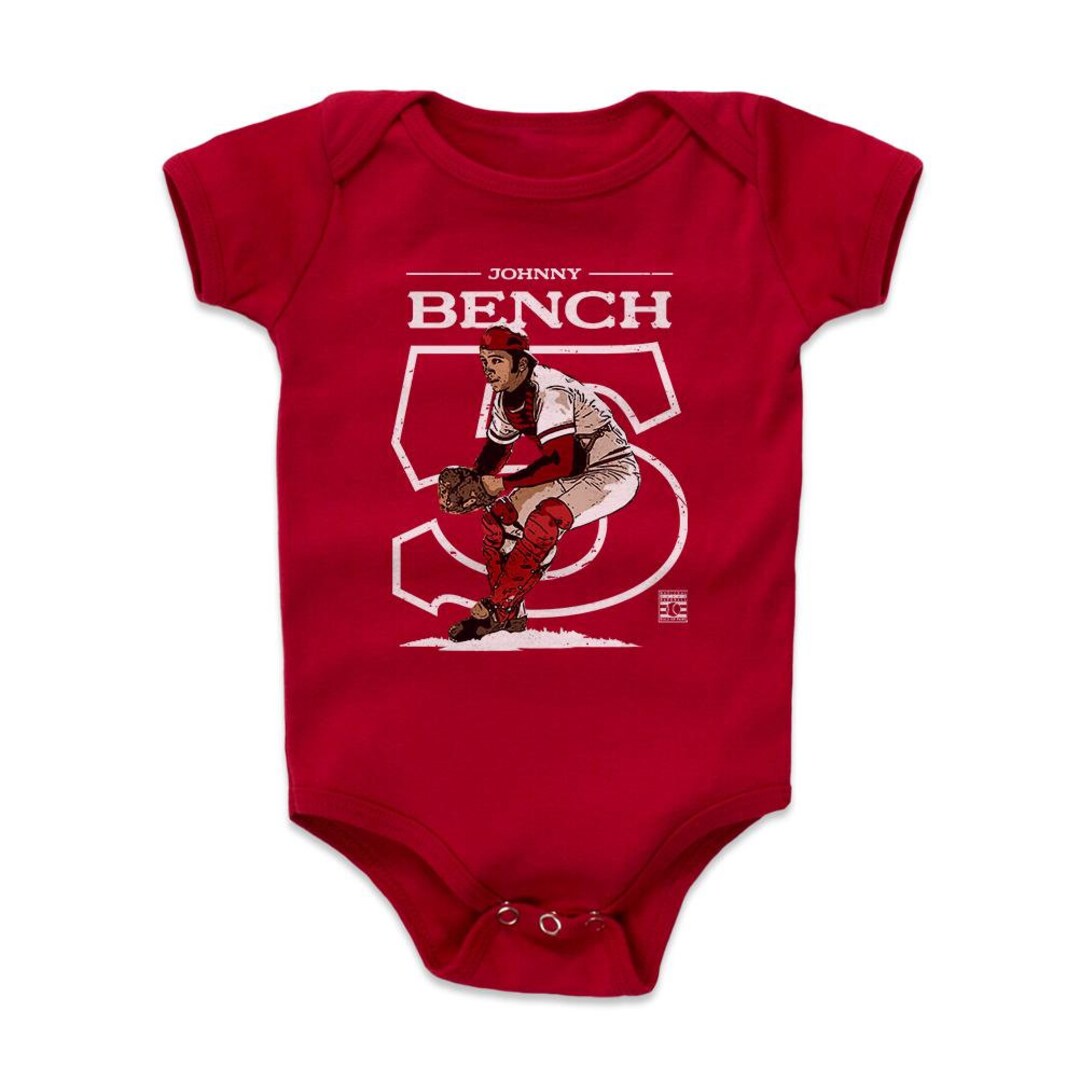 Johnny Bench Kids Baby Romper Cincinnati Baseball Johnny Bench Outline ...