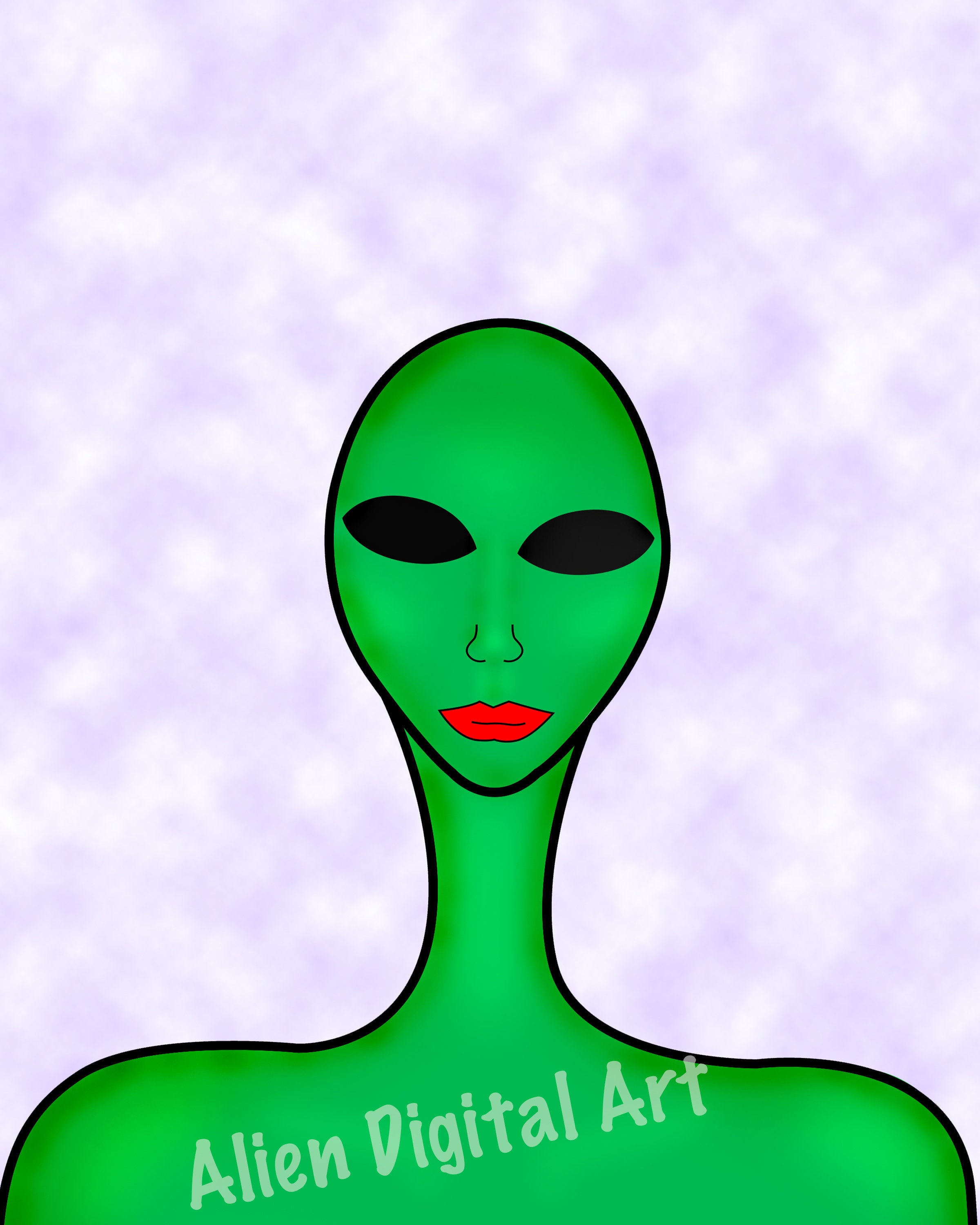 Alien Fashion Illustration / Digital Art /alien Art/ Green Alien ...