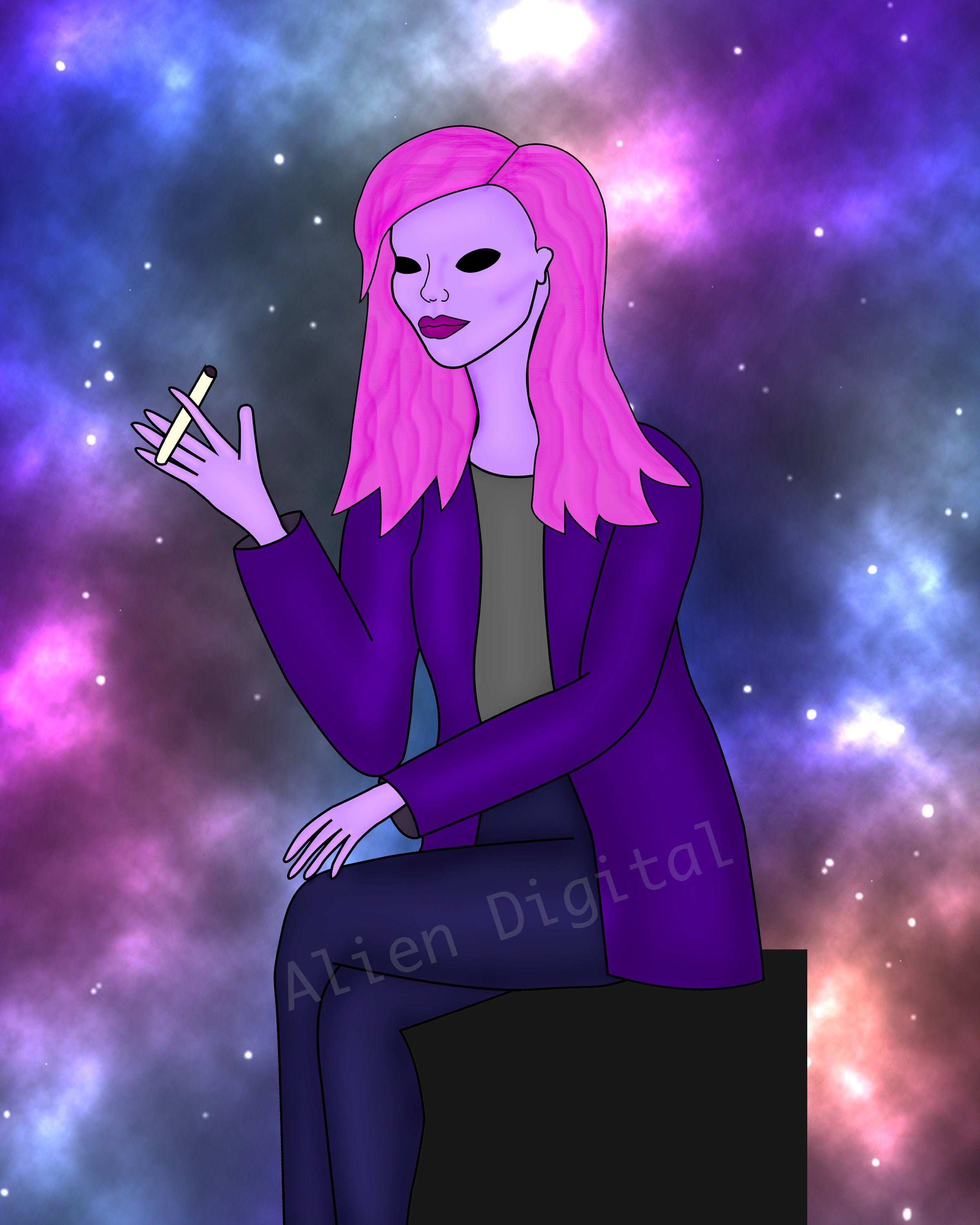 Alien Fashion Illustration / Alien Illustration /alien Art/ Green Alien ...