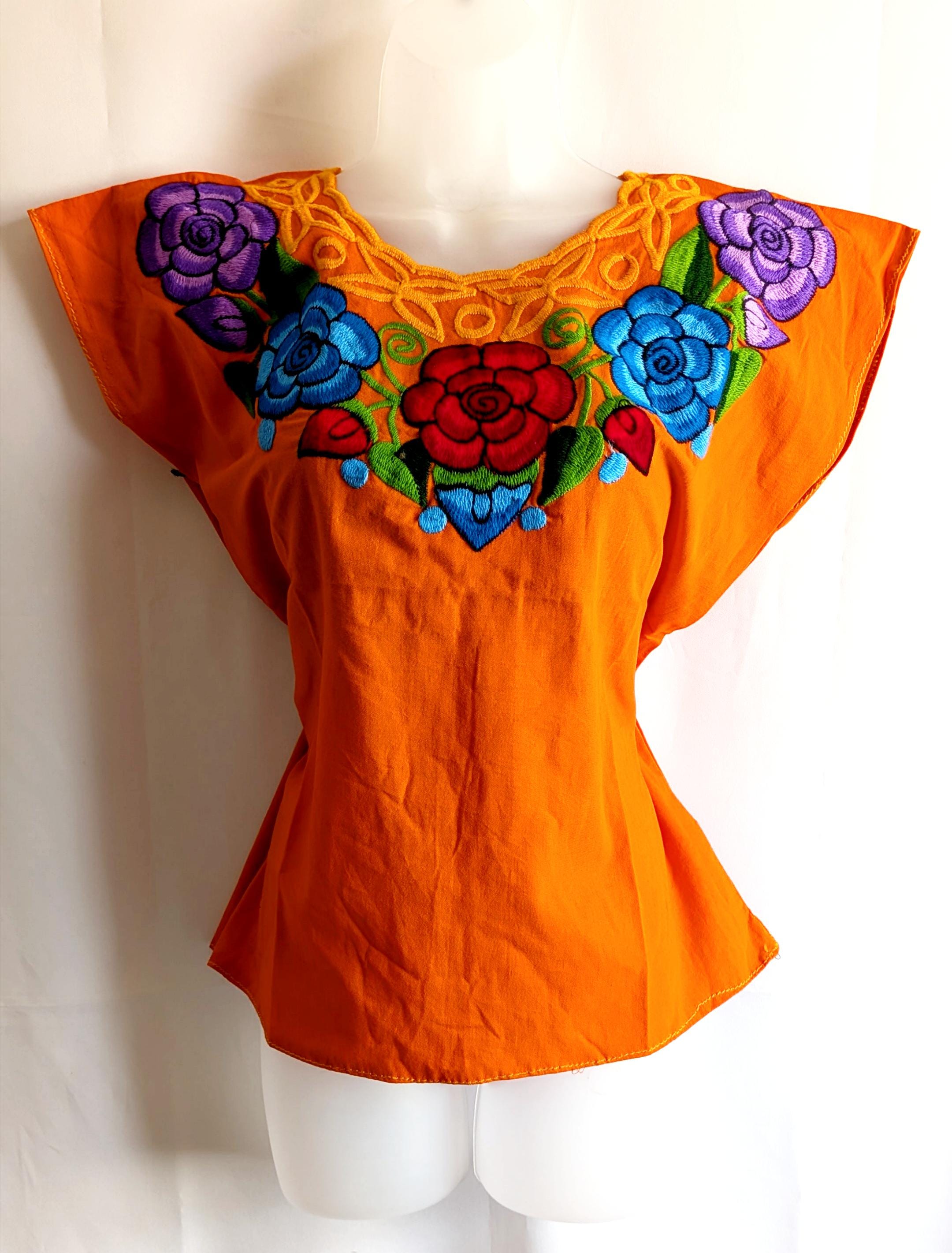 Mexican Blouse, Hand-made, Best Flowers Blouse, Mexican Party Blouse ...