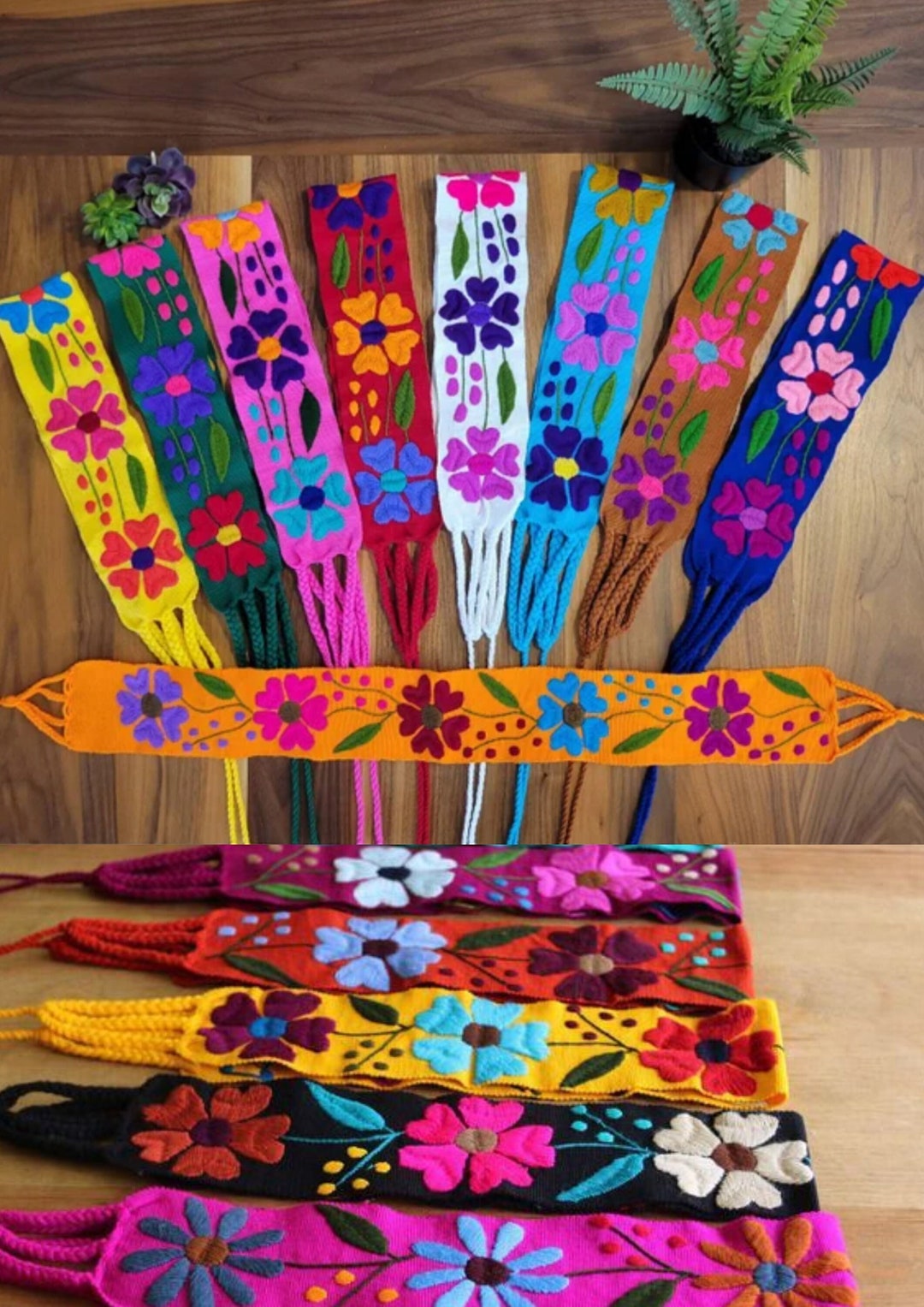 FLORAL EMBROIDERY B E L T , Mexican Woven Belt, Mexican Accesory ...