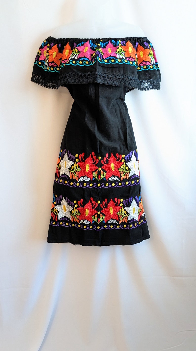 PLUS SIZE Mexican Dress off Shoulder Colorful Floral Mexican - Etsy