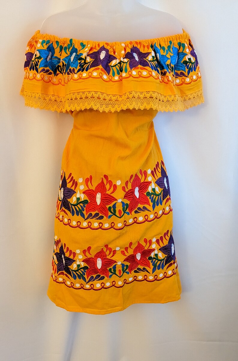 PLUS SIZE Mexican Dress off Shoulder Colorful Floral Mexican - Etsy