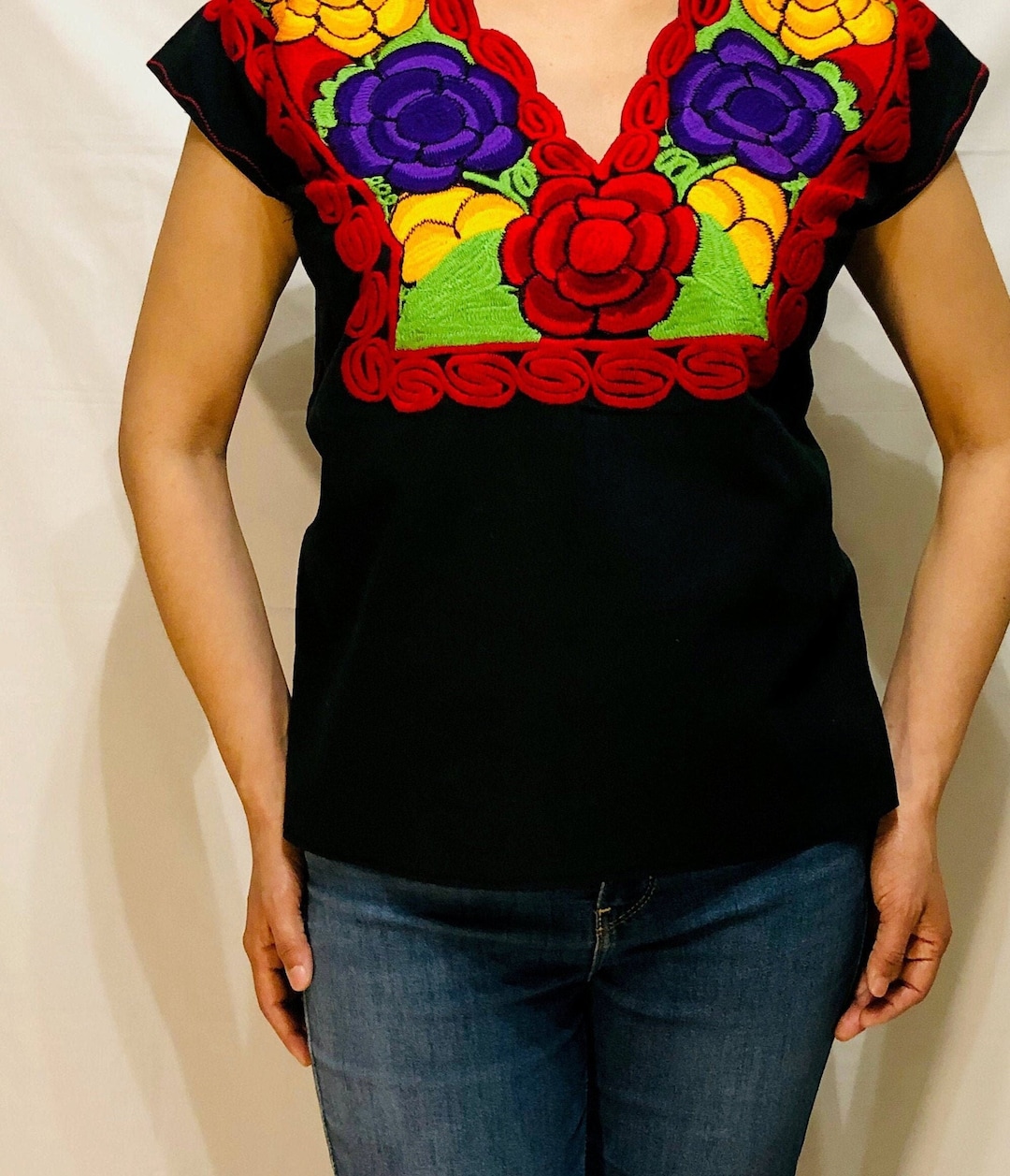PLUS SIZE Mexican Blouse, Embroidery Blouse, Blusa Típica, Best Gift ...