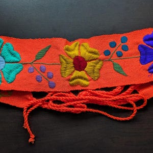 FLORAL EMBROIDERY B E L T , Mexican Woven Belt, Mexican Accesory ...