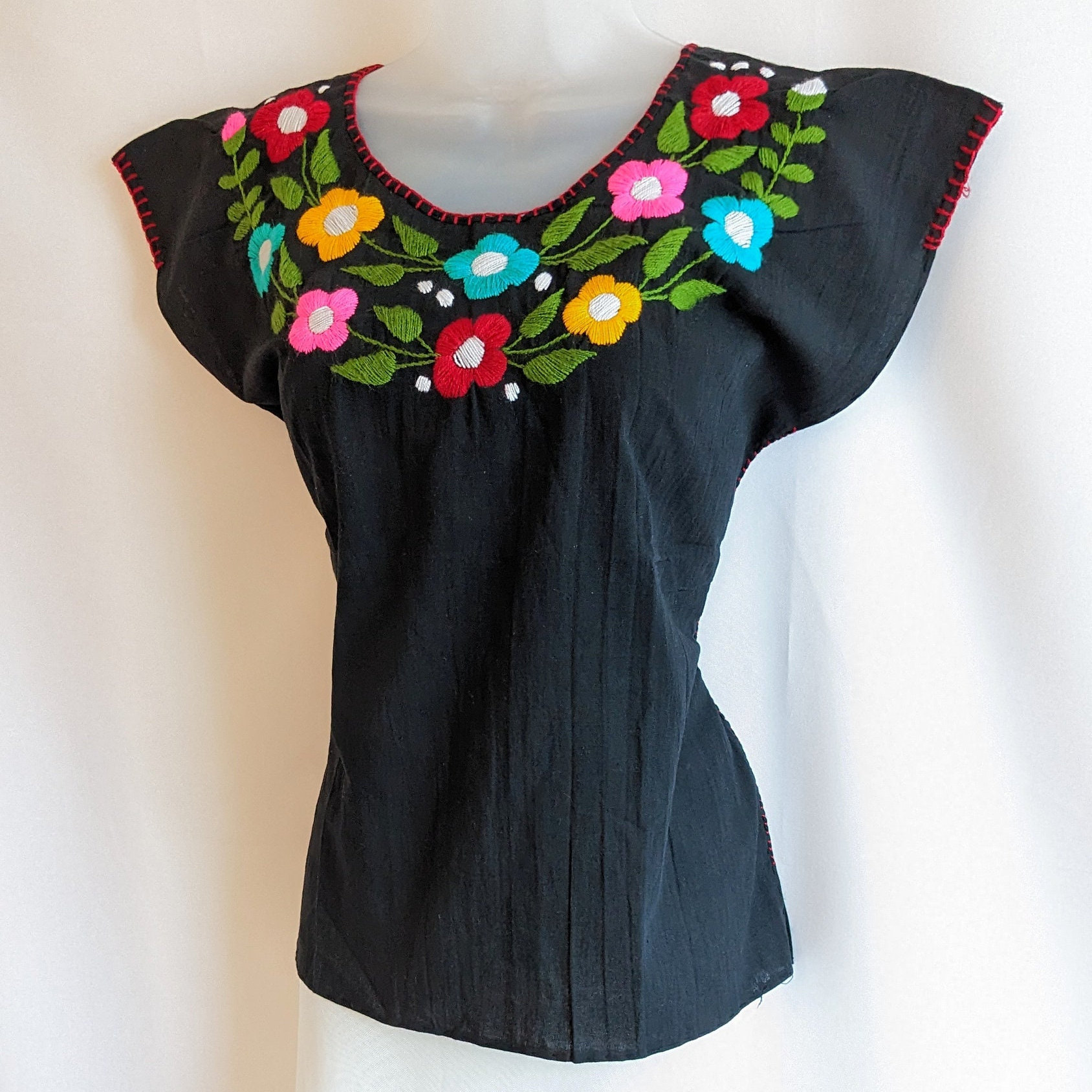 Floral Embroidered Blouse , Blusa Tipica Mexicana, Fiesta Mexicana ...