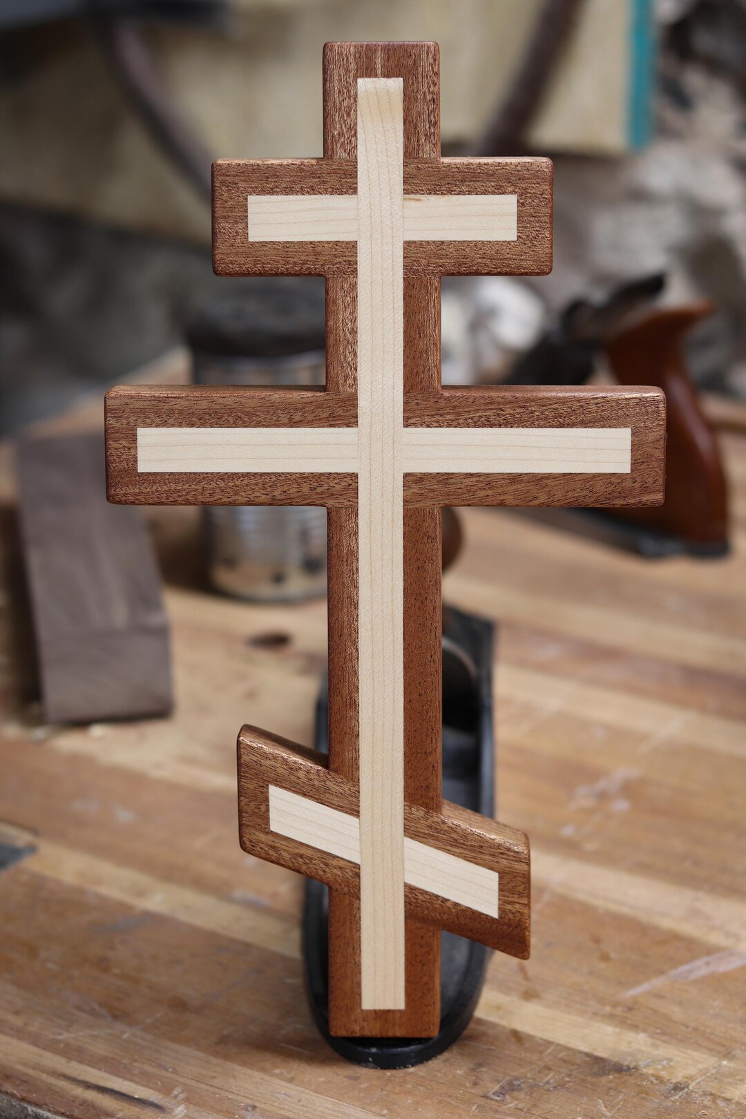 Sapele and Maple Wooden Orthodox Wall Cross - Etsy