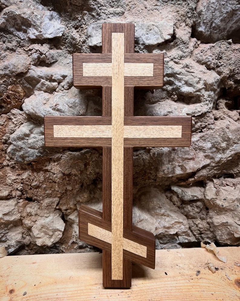 Walnut Inlayed Wooden Orthodox Wall Cross - Etsy