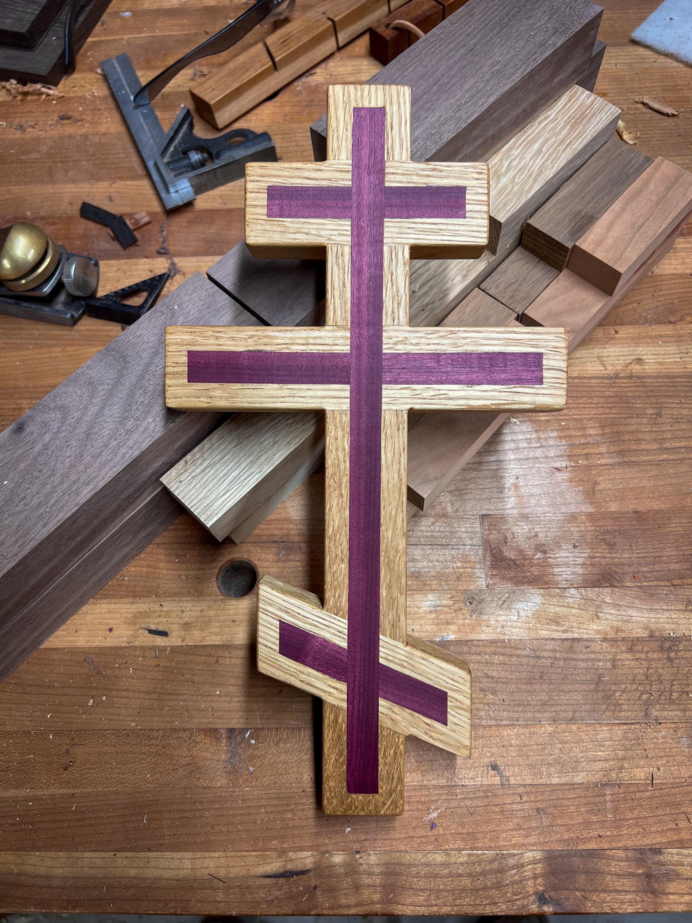 Oak Inlayed Wooden Orthodox Wall Cross - Etsy