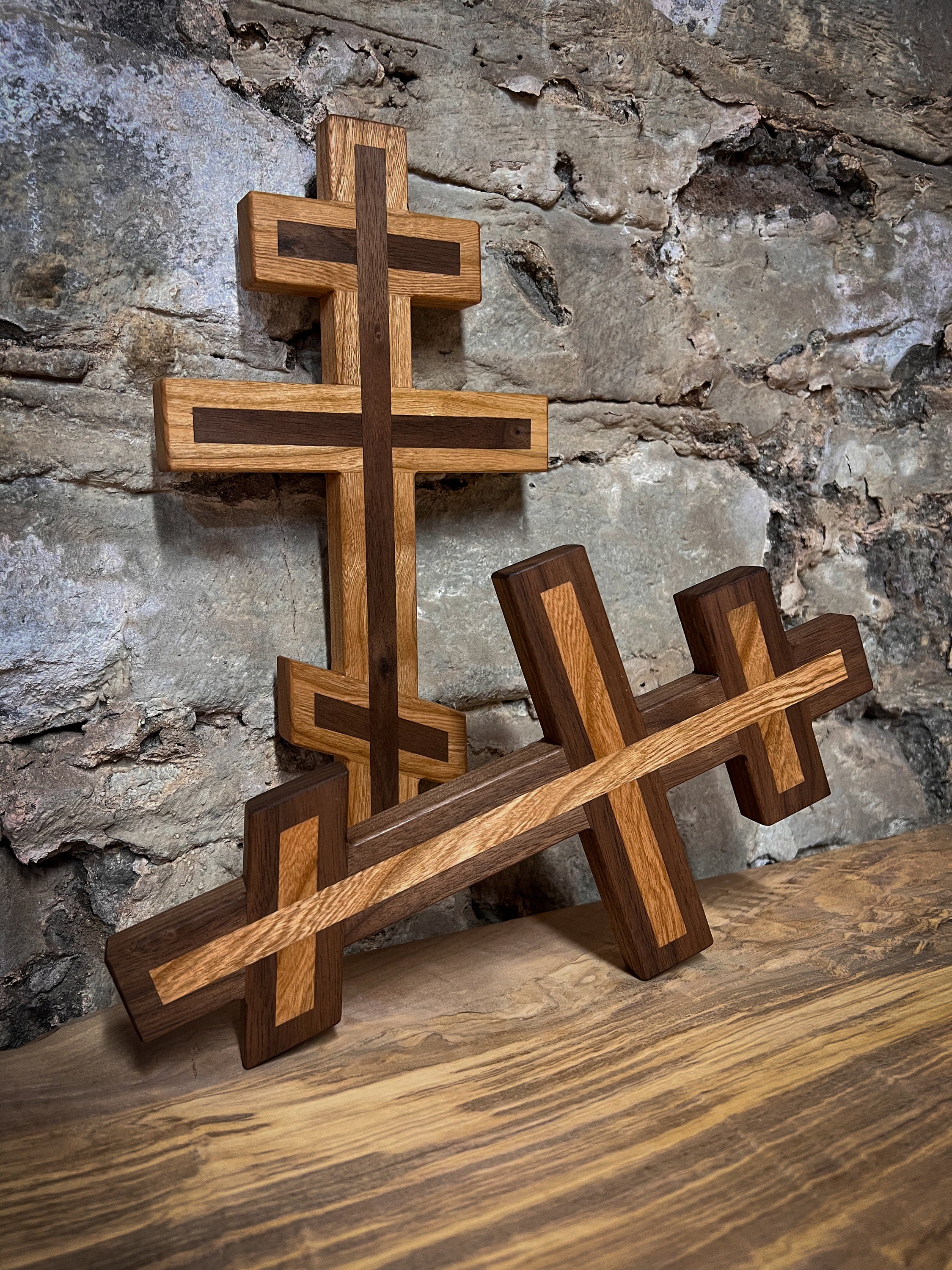 Walnut Inlayed Wooden Orthodox Wall Cross - Etsy