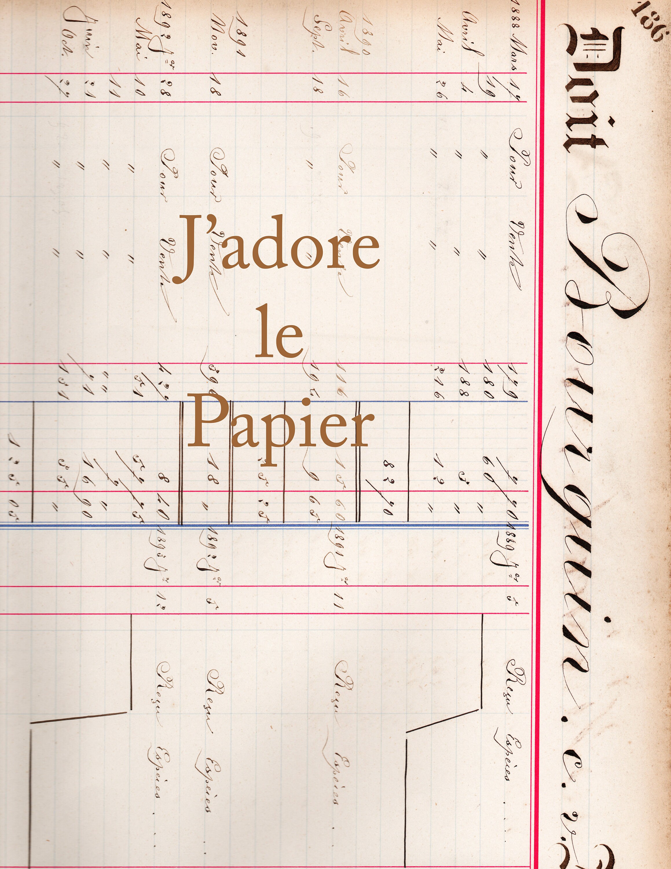 Antique French Ledger Paper: 1888 Journal Ephemera (digital Download ...
