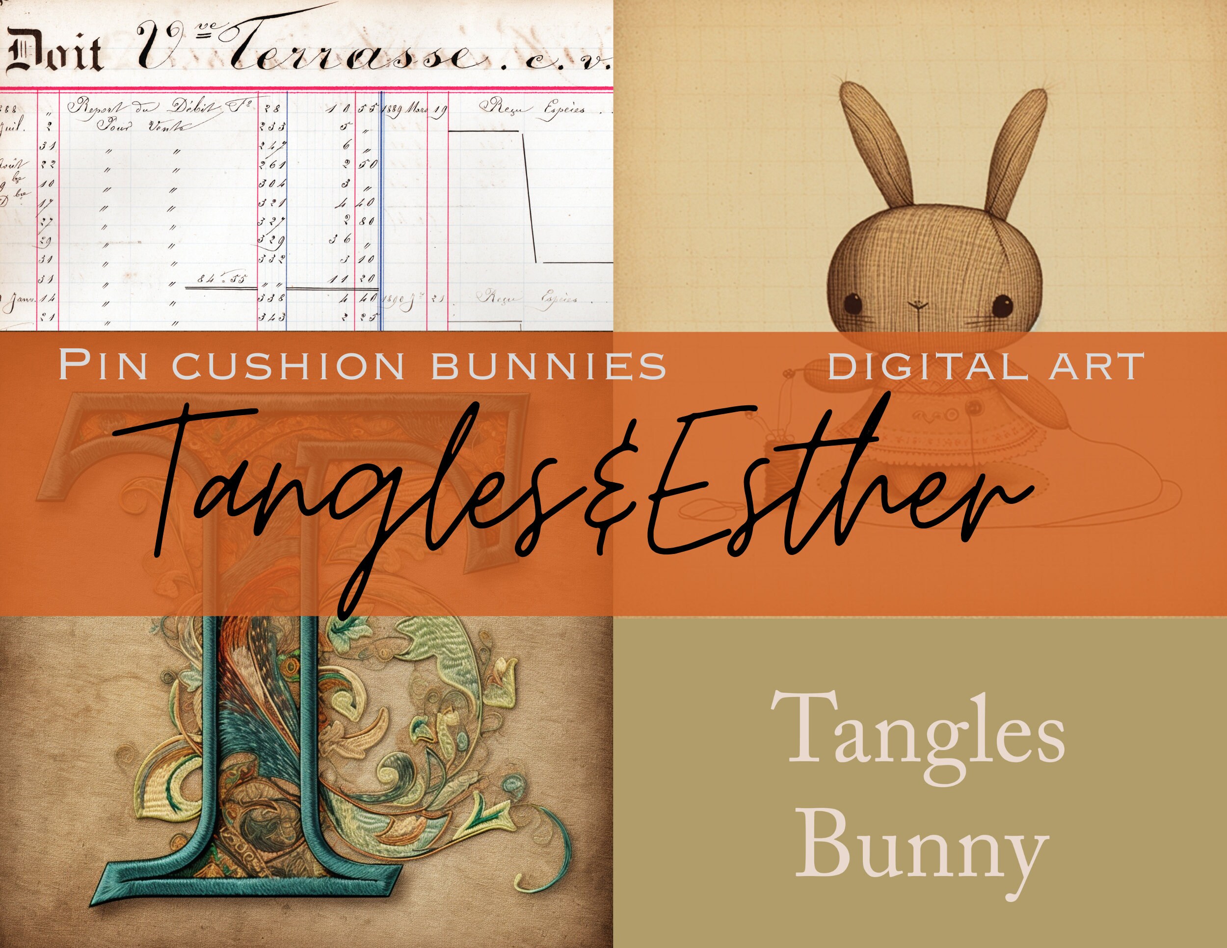 Tangles & Esther Embroidery Bunny Pin Cushions Digital Instant ...