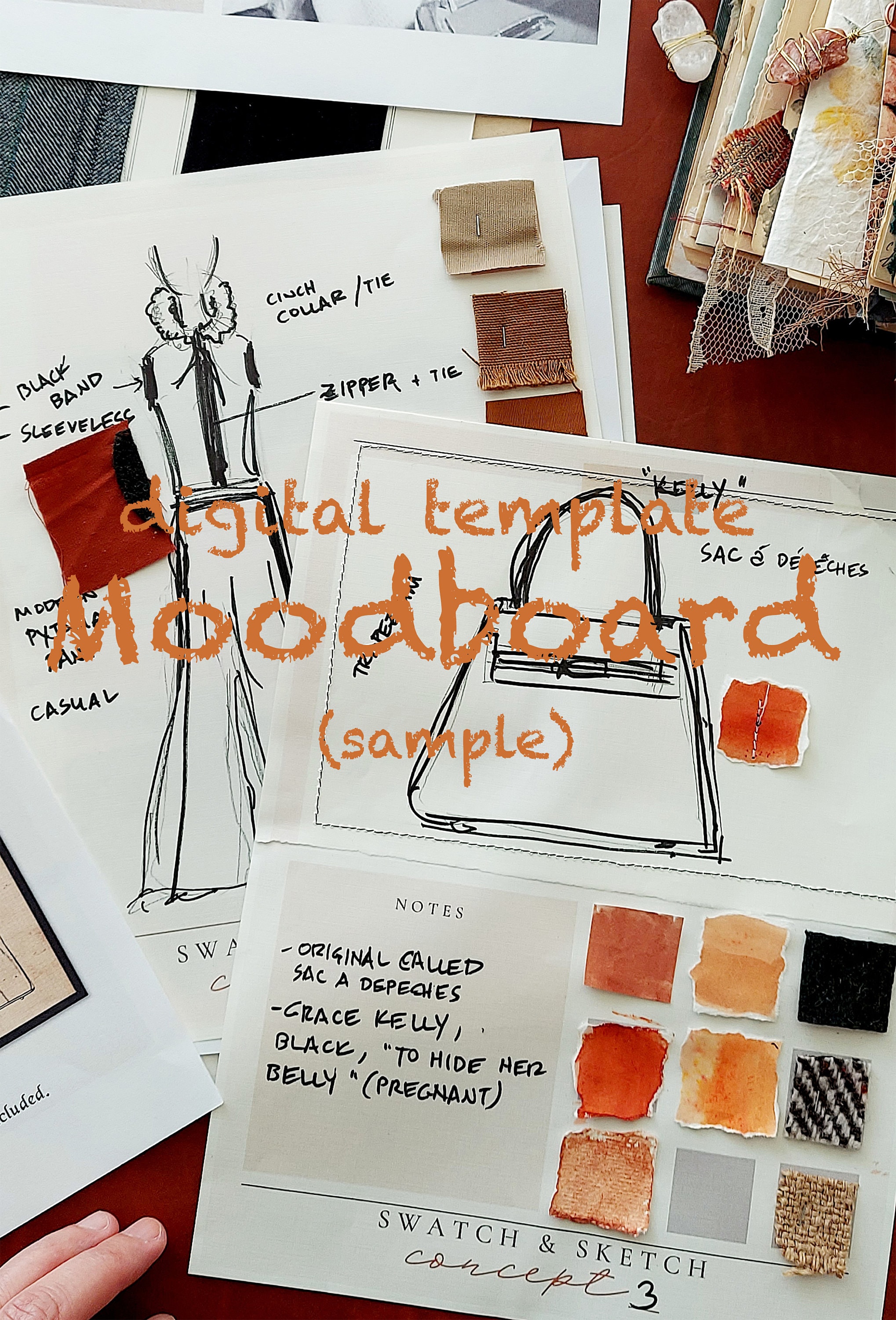 Swatch & Sketch Mood Board Templates: Art Journal Layouts (digital ...