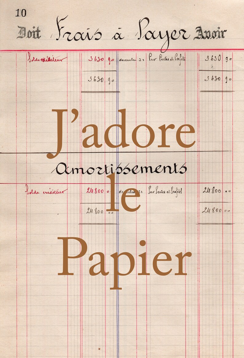 Antique French Ledger Paper: 1888 Journal Ephemera (digital Download ...
