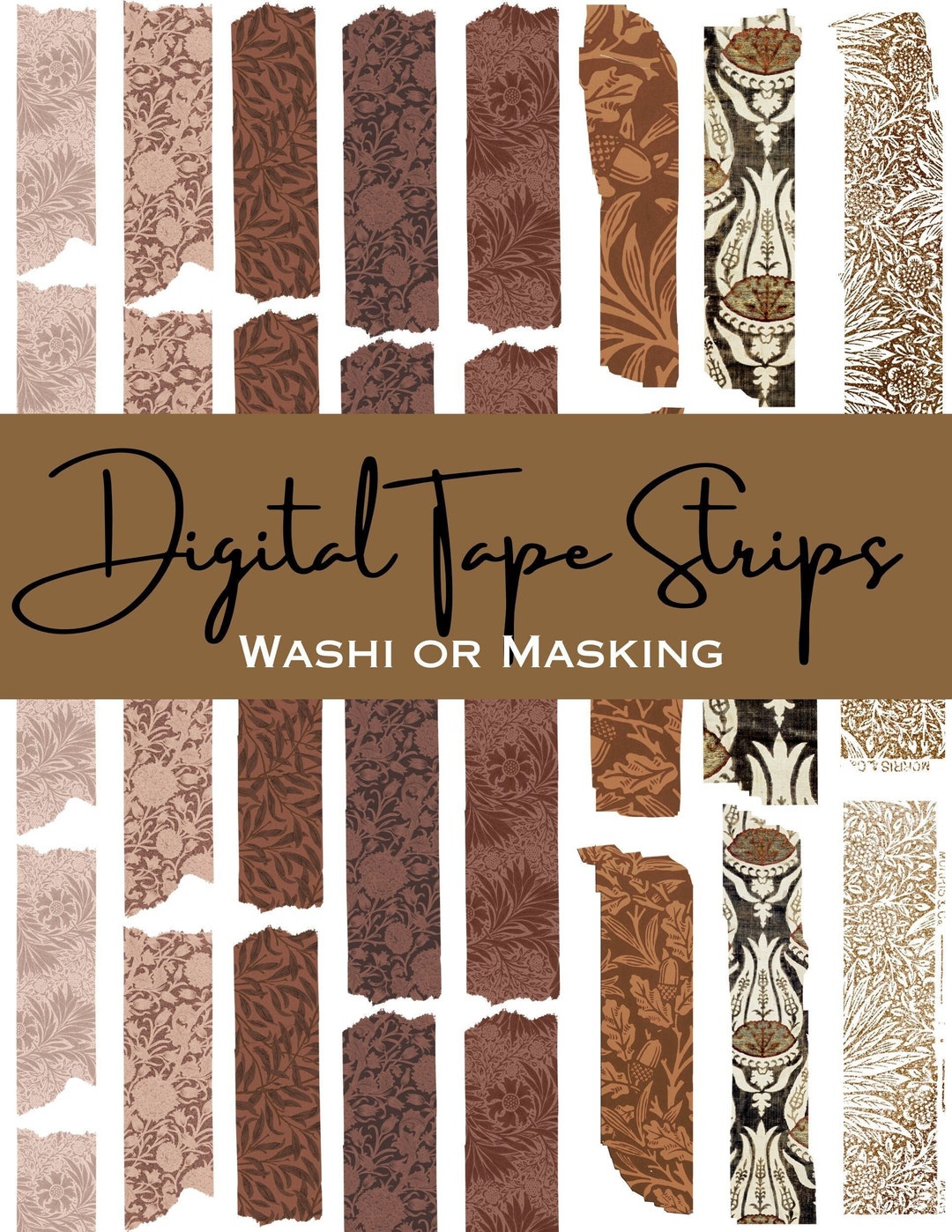 Digital Printable Washi Masking Tape PNG Files for Journal ...