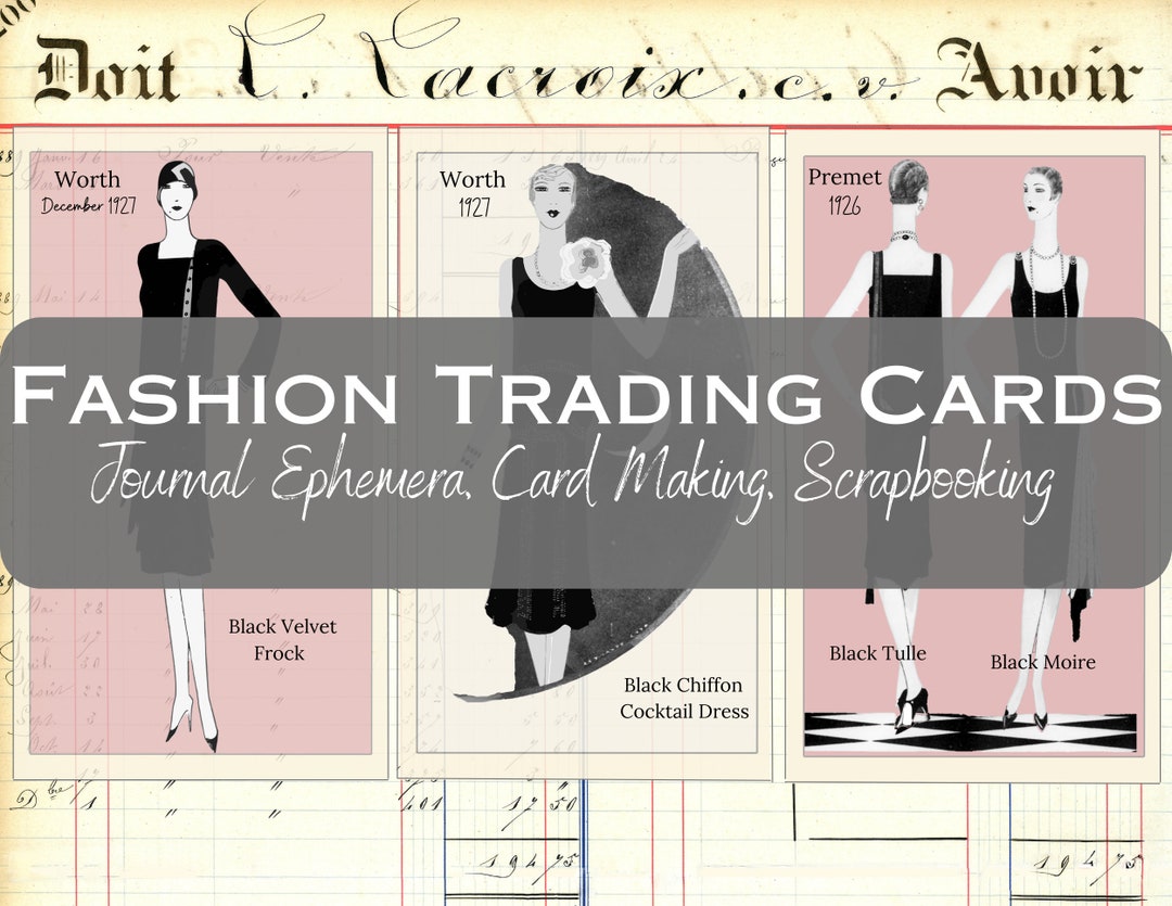 Vintage Fashion Trading Cards Digital Kit - Journal Ephemera ...