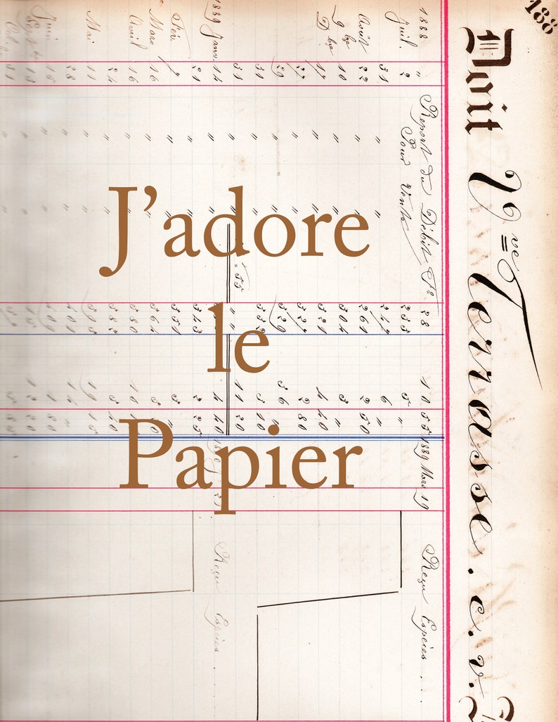 Antique French Ledger Paper: 1888 Journal Ephemera (digital Download ...
