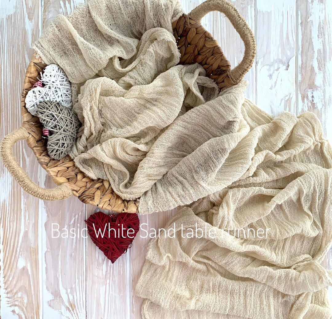 Basic White Sand Cheese Cloth Decor, Table Runner Boho With Gauze ...
