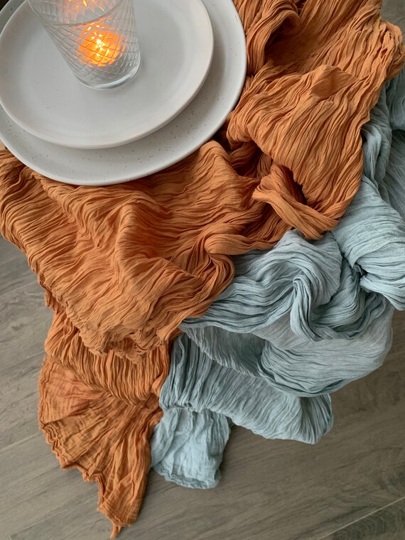 Copper cotton gauze table runners are tender table centerpiece | Etsy