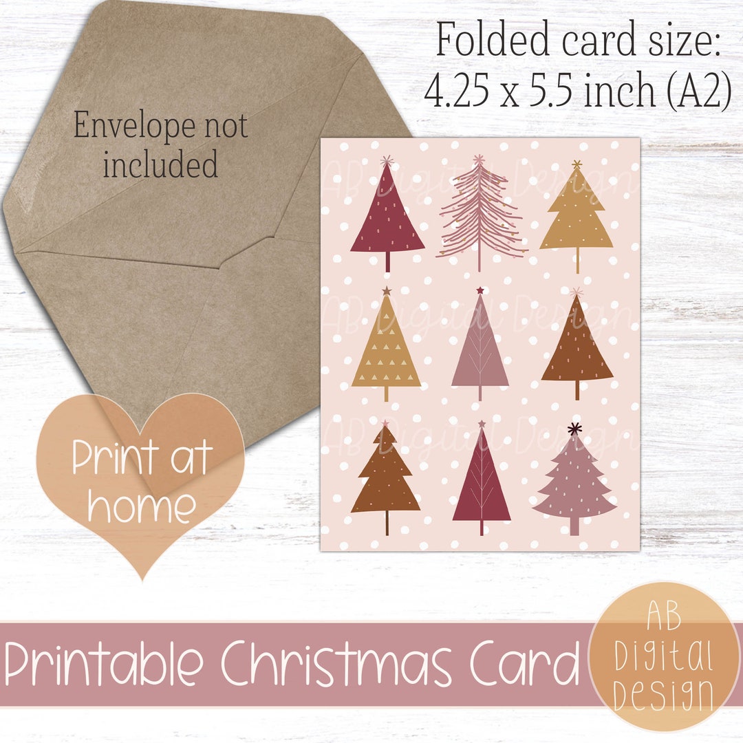 Printable Christmas Card Design | Christmas Tree Greeting Card | Print ...