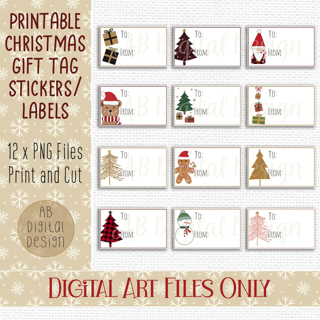 Printable Christmas Gift Tag Labels | Print Then Cut | Print at Home ...