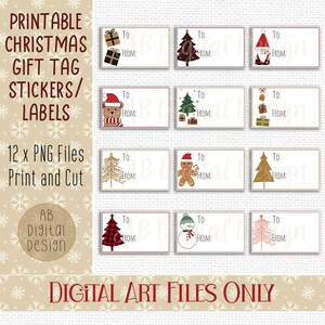 Printable Christmas Gift Tag Labels Print Then Cut Print - Etsy