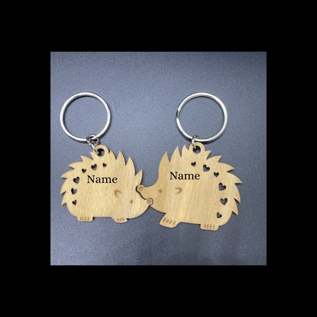 Personalized Animal Couple Keychains Handcrafted Wooden Keychains ...