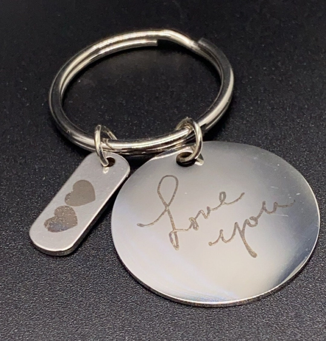 Actual Handwritten Engraved Keychain | Personalized Written Message ...