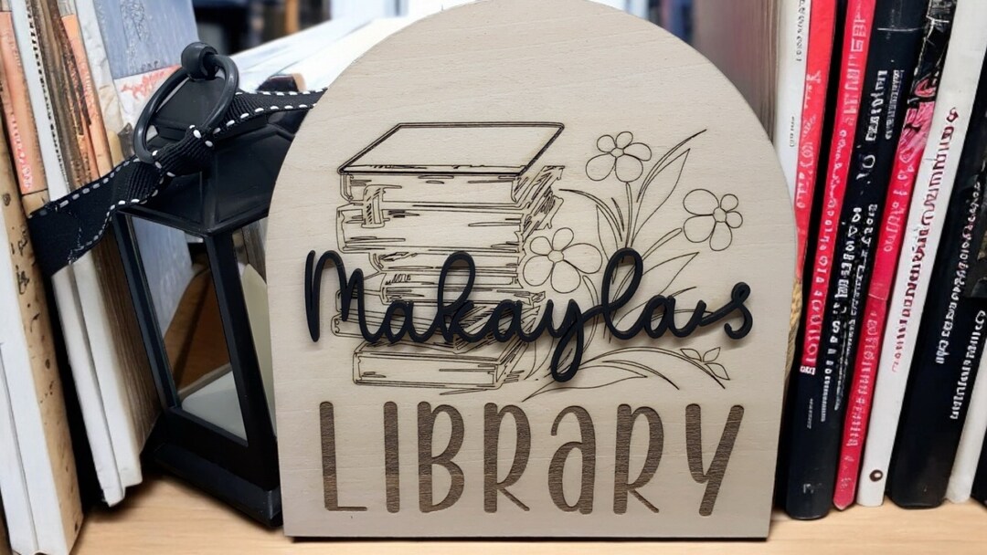 Personalized Book Nook Library Sign Set | - Etsy