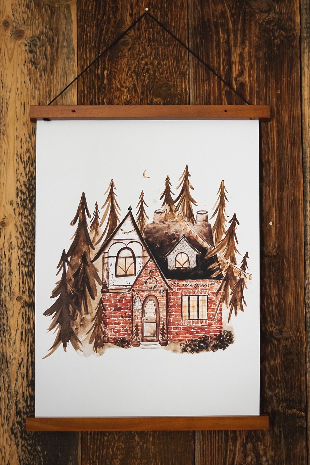 Cottage Poster Mural Forest House Cozy Autumn - Etsy
