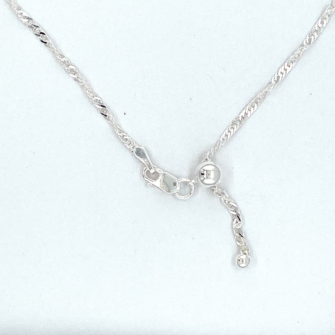 925 Sterling Silver Adjustable Singapore Pendant Chain to 24 Inches ...