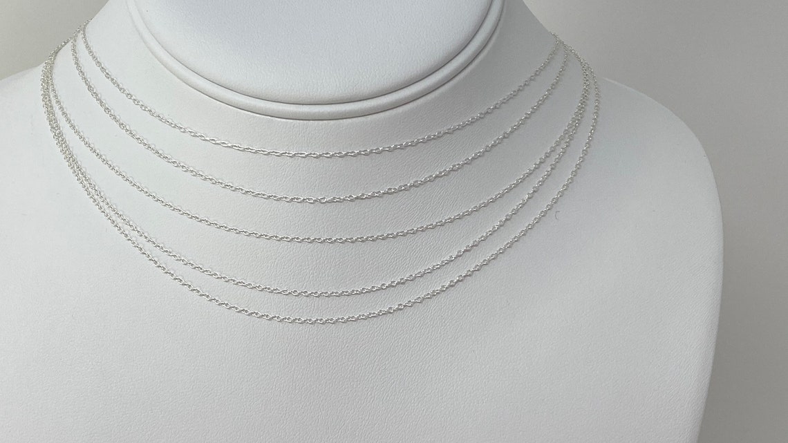 925 Sterling Silver Chain, Light Weight 0.6mm Cable Chain. 6 Pieces in ...