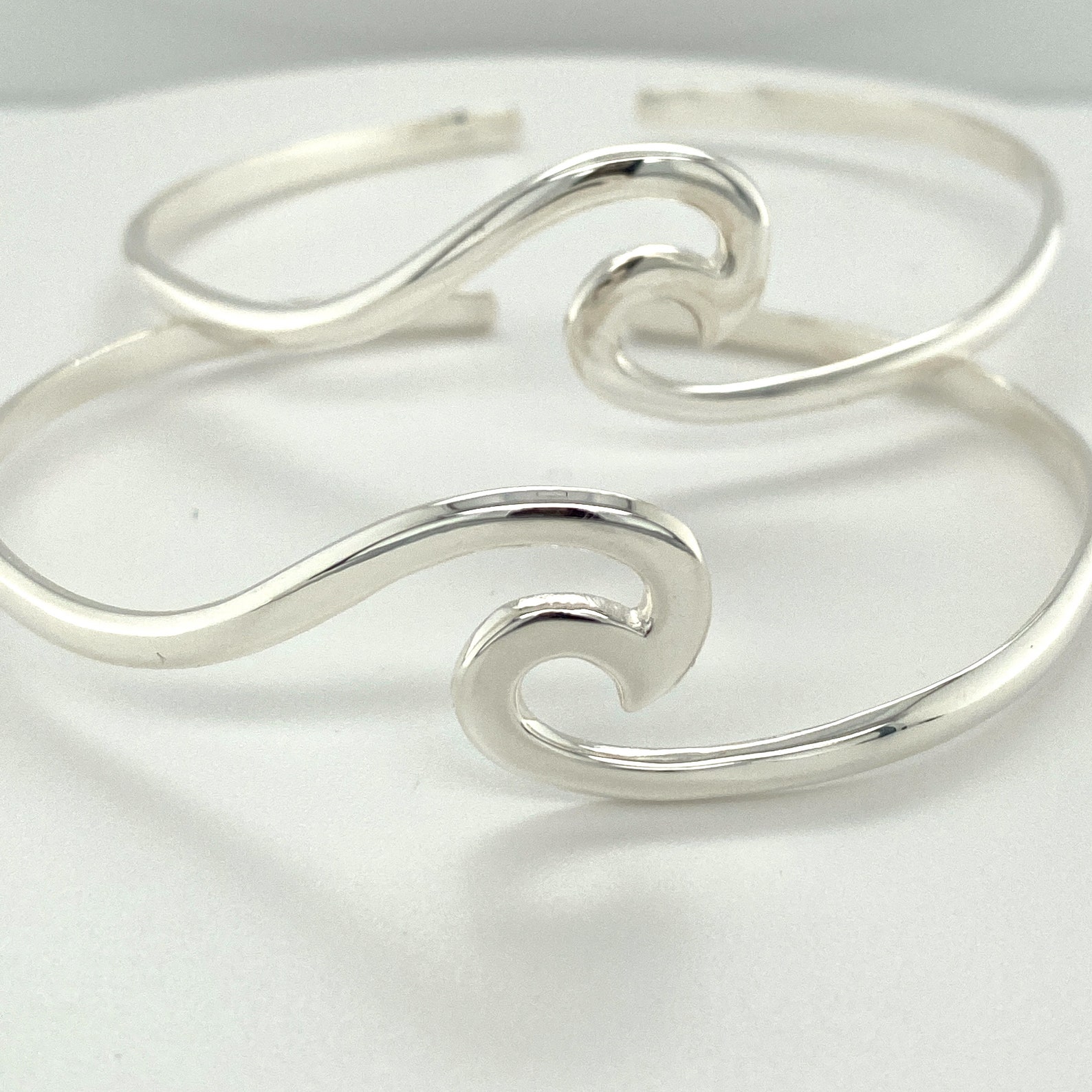 925 Sterling Silver Bangle Sterling Silver Surf Wave Cuff - Etsy.de