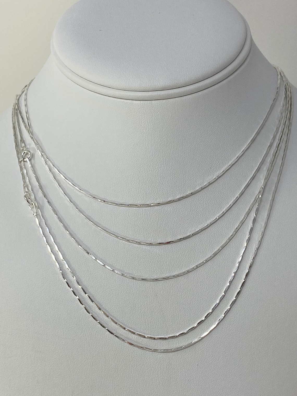 925 Sterling Silver Chain Square Snake Shiny Chain Slash Cut | Etsy