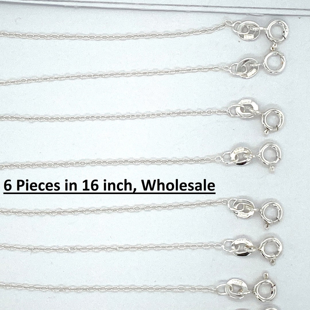 925 Sterling Silver Chain, Light Weight 0.6mm Cable Chain. 6 Pieces in ...