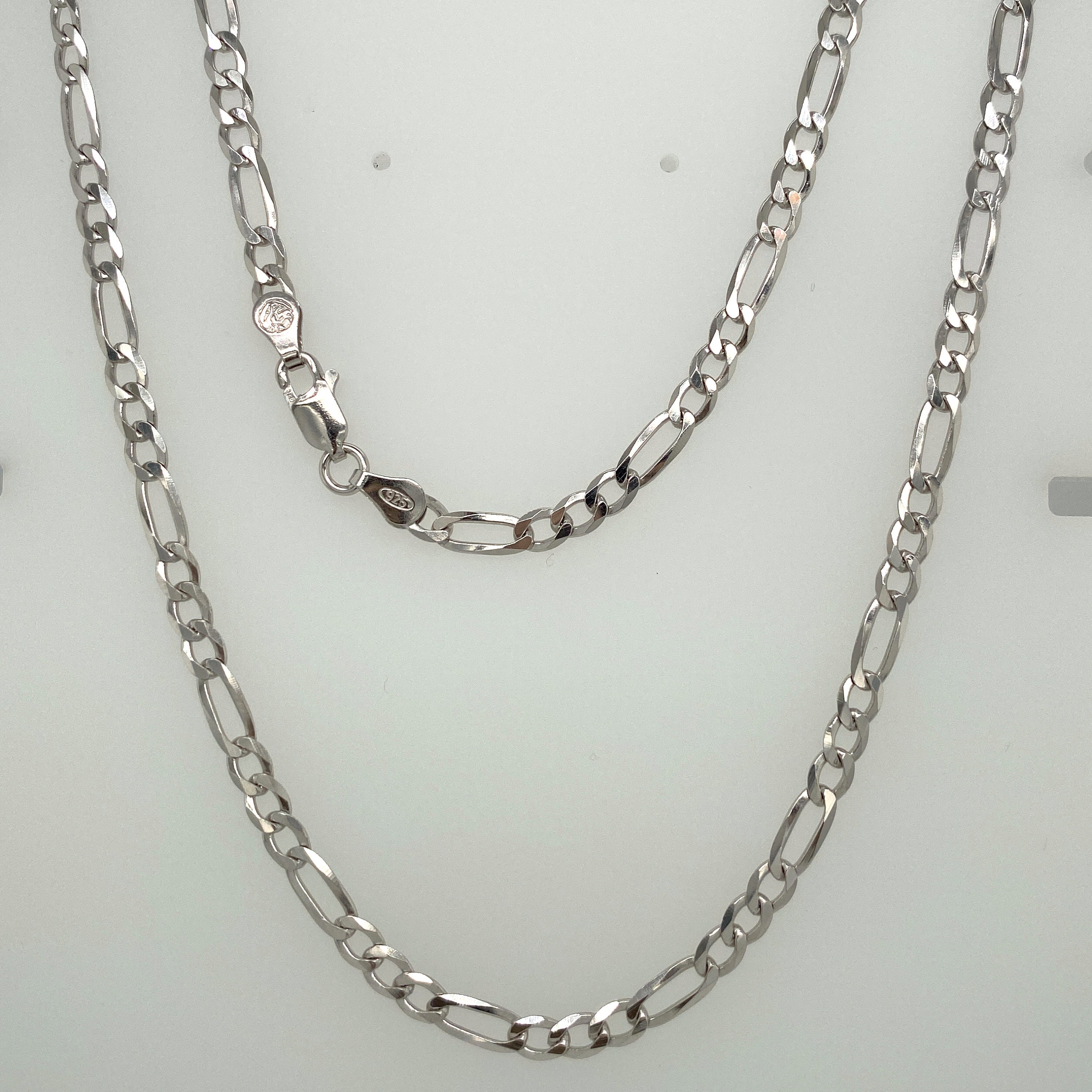 925 Sterling Silver 3.5mm Solid Figaro Link Chain For Men. RH | Etsy