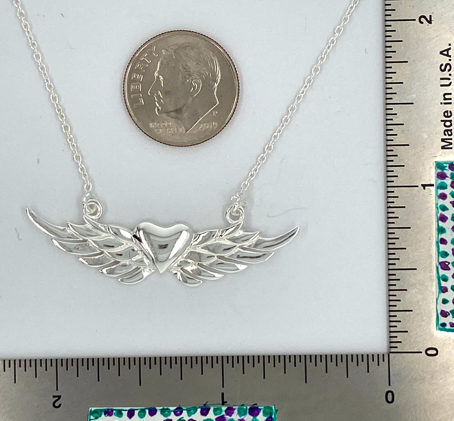 925 Sterling Silver Heart With Wings Necklace. Sterling Silver | Etsy