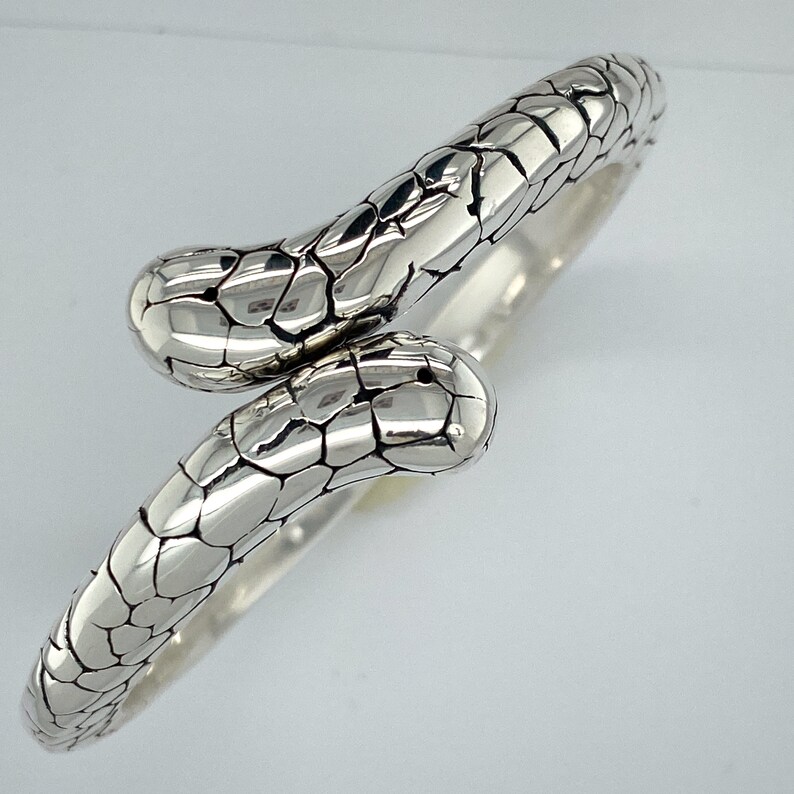 925 Sterling Silver Snake Design Bangle Bracelet. Snake Skin Slip on ...