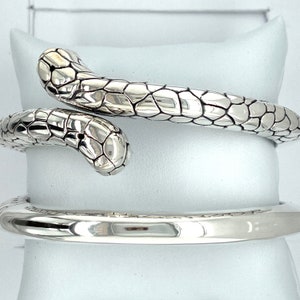 925 Sterling Silver Snake Design Bangle Bracelet. Snake Skin Slip on ...