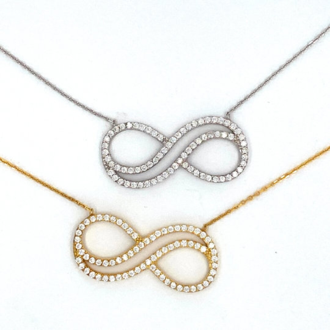925 Sterling Silver Necklace, Double Infinity Necklace W Diamond CZ ...