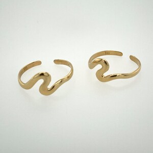 Genuine 14 KT Gold Wave Toe Ring, Adjustable Toe Rings for Women ...