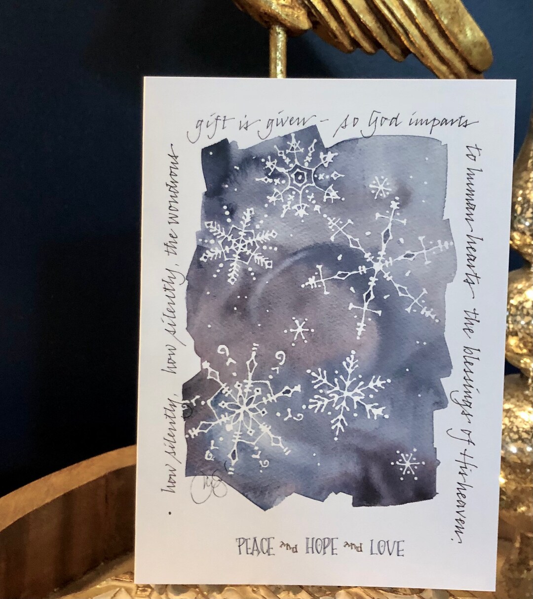 Watercolor Snowflake Christmas Cards: Artisan Calligraphy, Set of 20 - Etsy