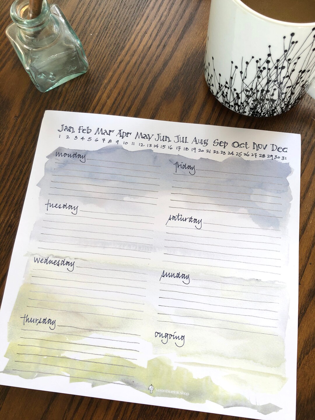 Watercolor Weekly Planner Pad, 50 Sheets for the Year, Start Anytime ...