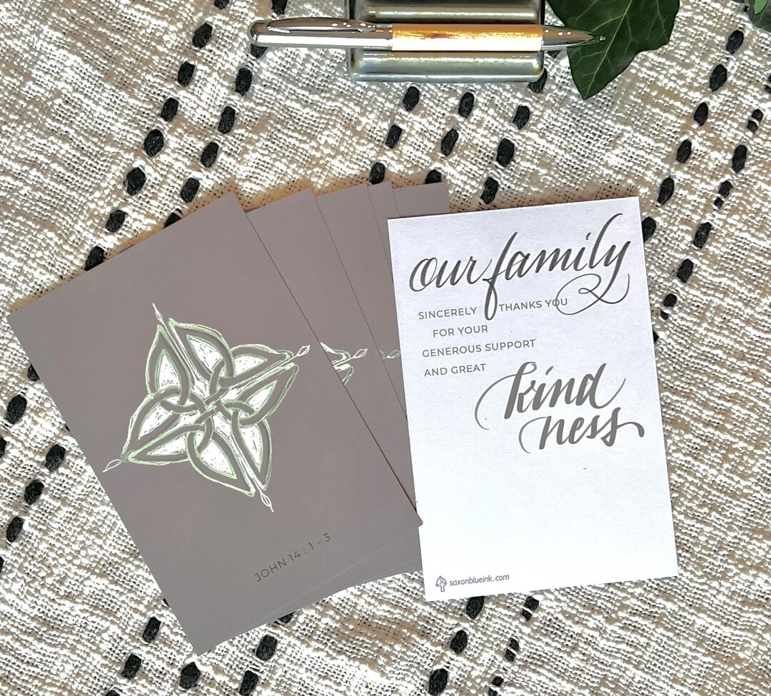 Celtic Cross Sympathy Thank You Cards, Family Condolence Notes (set of ...