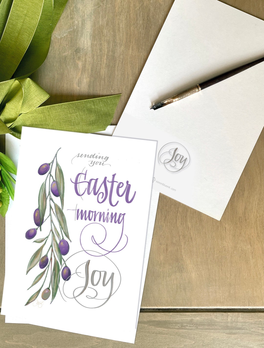 Easter Joy Artist Original Olive Branch Cards, 5x7” Heavy 14pt FOLDED ...