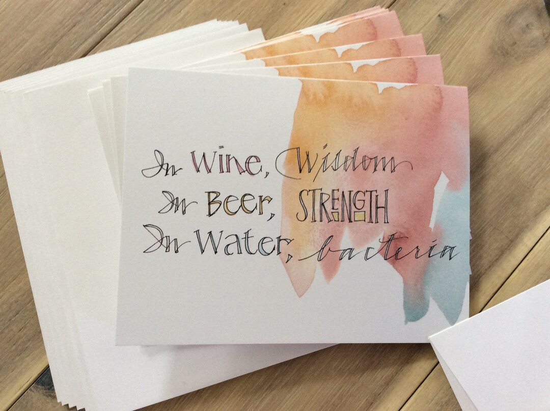 Wine Wisdom Beer Strength Notecards, 4x5.5 BIFOLD Blank Fun Bacteria ...