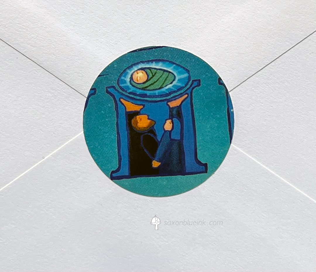 Christmas Holy Family Envelope Seals, Mary Joseph Jesus Inset Art, Set ...