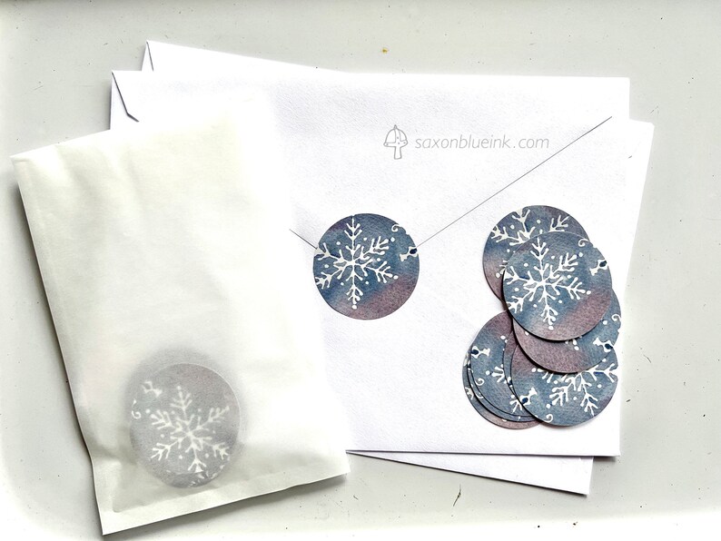 Watercolor Snowflake Envelope Seals, Festive 1.5 Inch Holiday Stickers ...