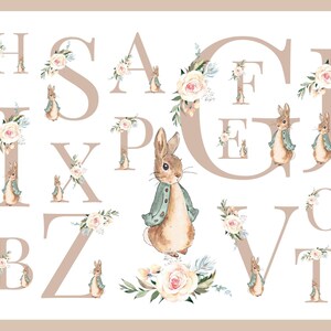 Instant Download, Printable PNG, Peter Rabbit Floral Alphabet ...